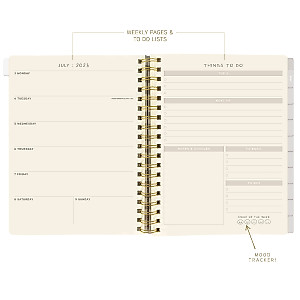 Graphique 2024 Spiral Frosted Cover Planner | 18 Month Organizer July 2023 - Dec. 2024 | Weekly & Monthly Spreads | To-Do & Note List | Reference Tabs | Reminder Stickers | Manifest | 8” x 10”