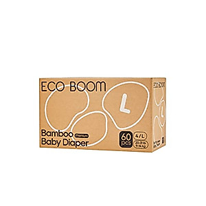 ECO BOOM Diapers, Baby Bamboo Viscose Diapers, Eco-Friendly Natural Soft Disposable Nappies for Infant, Size 4 Suitable for 20 to 31lb (Large - 60 Count)