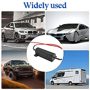 zipelo 4Pcs LED Load Resistors, 50W 6OHM Fix Blink Error Code Warning Cancellor with T-Clamp, Car Accessories (Black)