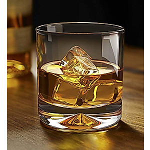 Mofado Weighted Crystal Whiskey Glasses - 12oz (Set of 2) - Thick, Stable, Heavy Hand Blown Crystal in a Gift Box - Perfect for Scotch, Bourbon, Manhattans, Old Fashioned Cocktails