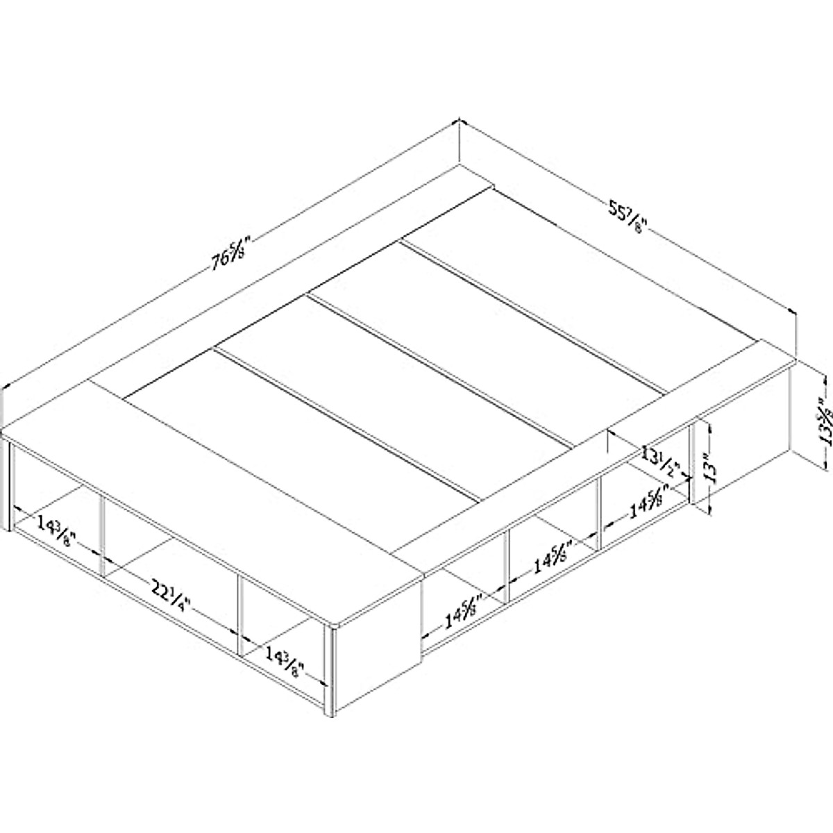 South Shore Flexible Platform Bed with Storage and Baskets, Full, Pure White