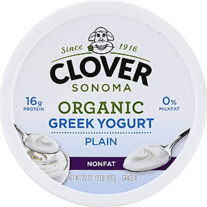 Clover Sonoma Organic Nonfat Greek Plain Yogurt, 32 Oz