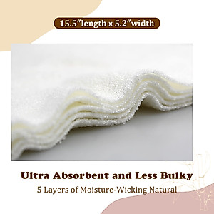 Mama Koala 5-Layer Basic Natural Cloth Diaper Inserts, Adjustable and Reusable for Any Baby Cloth Diaper(6 Pack)