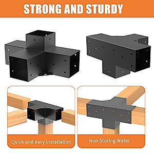 Woodworks Pergola pergola Brackets 4-Way Right Angle Corner Bracket DIY Elevated Wood Stand 2PACK with Screws for 4x4 (Actual: 3.5x3.5 Inch) Lumber Pergola Gazebo