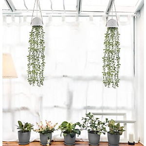 RED SECRET R 2 Pcs Artificial Hanging Plants Fake Eucalyptus Leaves Plants Faux Greenery Vines Hanging Planter Garden Bathroom Bedroom Indoor Outdoor Home Decor