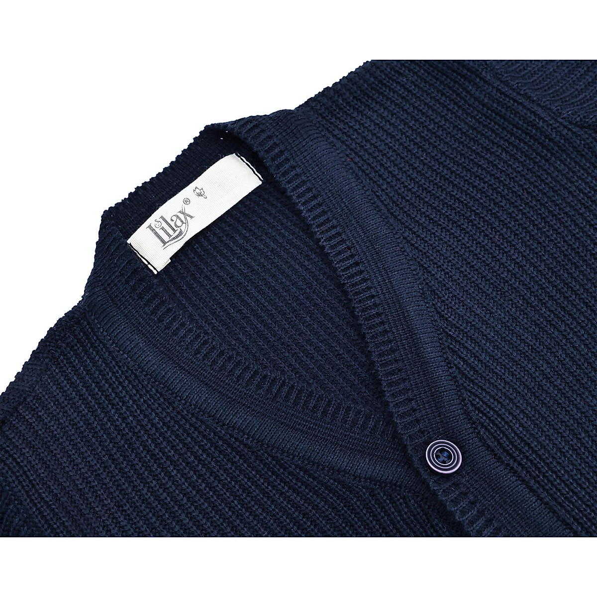 Lilax Baby Boys Basic Long Sleeve V-Neck Classic Knit Cardigan Sweater 12-18 Months Navy
