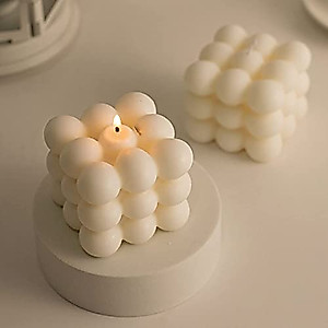 Euforik Bubble Candle Home Decoration White Bubble Candle Handmade Cube for Bedroom Bathroom Decorations Soy Candles