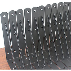 16 Pack L8" x H 6" Black Heavy Duty Shelf Brackets with Screws Metal Shelf Brackets Shelf Support Angle Brackets for Shelves L Brackets Heavy Duty Floating Shelf Brackets