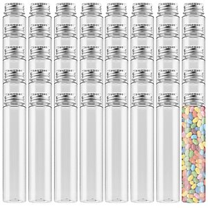 PINGEUI 40 Pack 140 x 30mm Plastic Test Tubes with Screw Caps, 110ml Test Tubes Clear Plastic Test Tubes for Bath Salt, Candy Containers for Parties, Wedding, Christmas, and Halloween