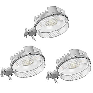 CINOTON LED Barn Light, Dusk to Dawn Outdoor Lighting, 42W 4950LM 5000K Daylight, Security Flood Light, UL Listed, IP65 Waterproof Outside Area Light with Photocell, Silver 3 Pack