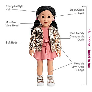 ADORA Amazon Exclusive Amazing Girls Collection, 18” Realistic Doll with Changeable Outfit and Movable Soft Body, Birthday Gift for Kids and Toddlers Ages 6+ - Athletic Lily
