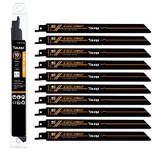 TOLESA 9 Inch Sawzall Blades Metal 10 Pack, 18 TPI Bi-Metal Reciprocating Saw Blades for Metal Pipes, Metal Profiles, Medium & Thin Sheet Metal Cutting