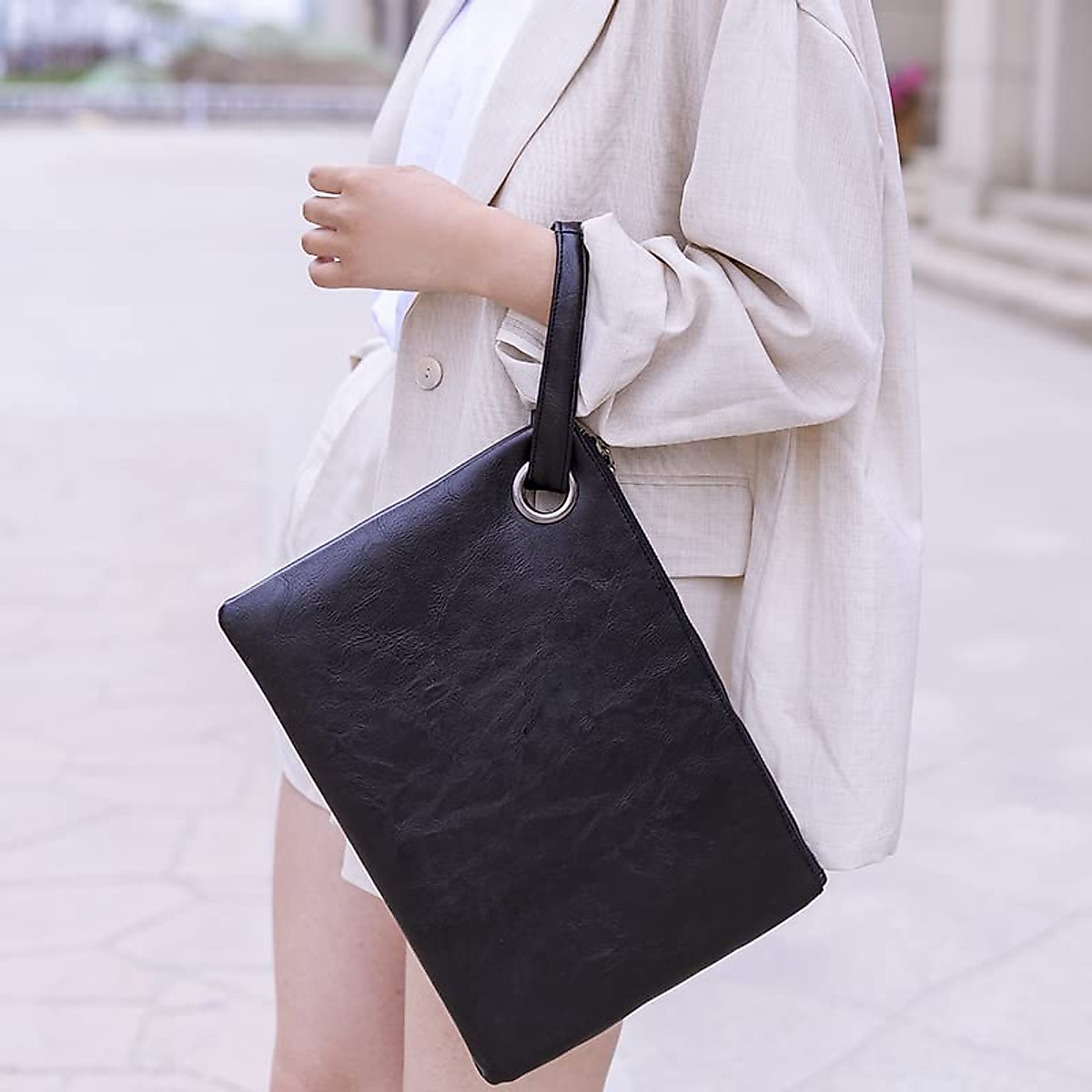 HANDAFA Patchwork Western Clutch Evening Handbag Color Block Clutch Bag Wristlet Handbags For Women(Black)