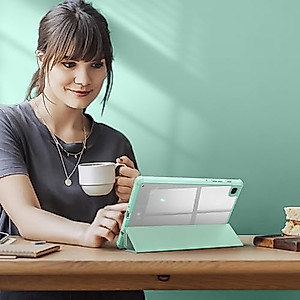 Fintie Hybrid Slim Case for Samsung Galaxy Tab A7 Lite 8.7 Inch 2021 Model (SM-T220/T225/T227), Shockproof Cover with Clear Transparent Back Shell, Green