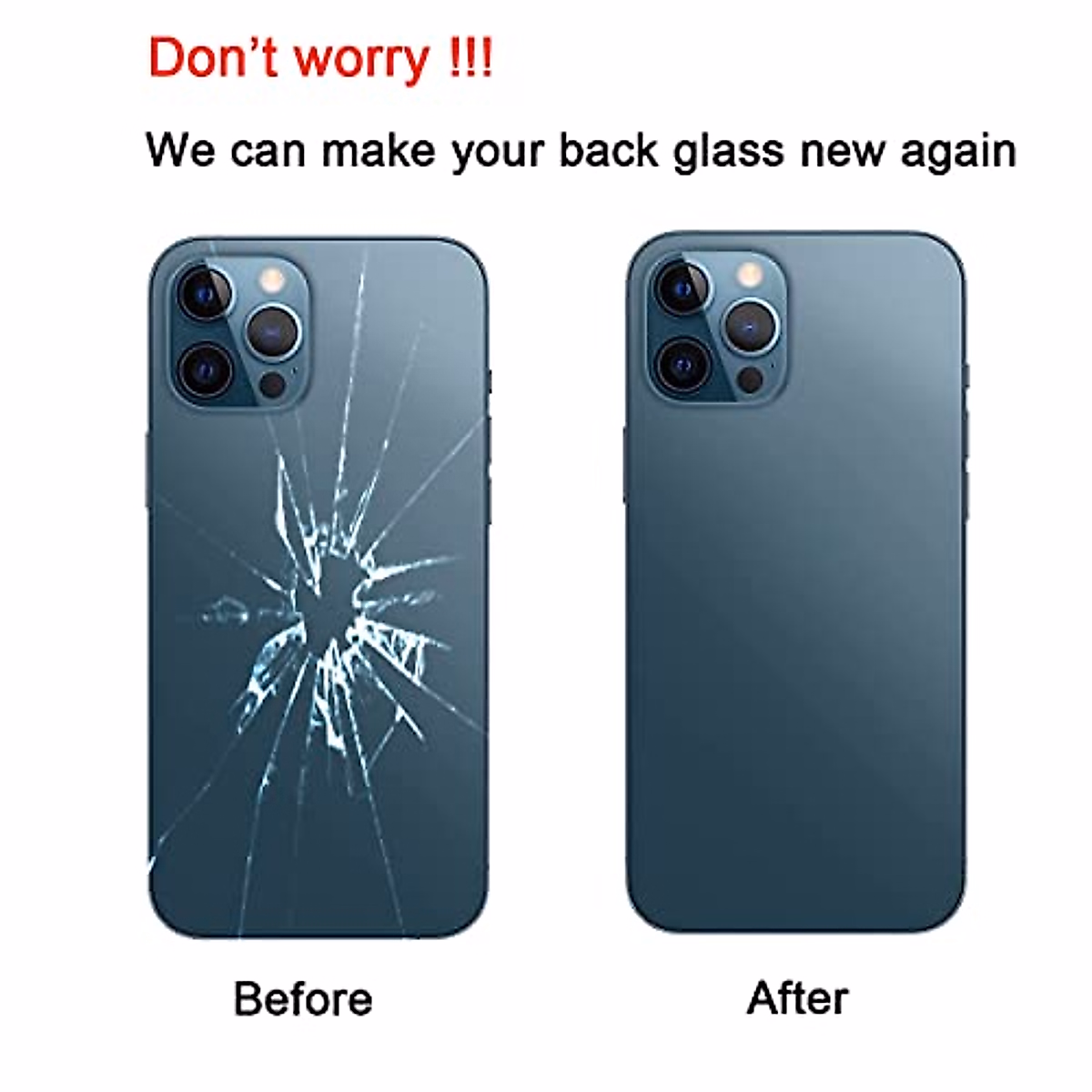 Perzework OEM Rear Back Glass Replacement (Pacific Blue) Compatible with iPhone 12 pro max 6.7 inches All Carriers with Pre-Installed Adhesive and Repairing Tool Kits