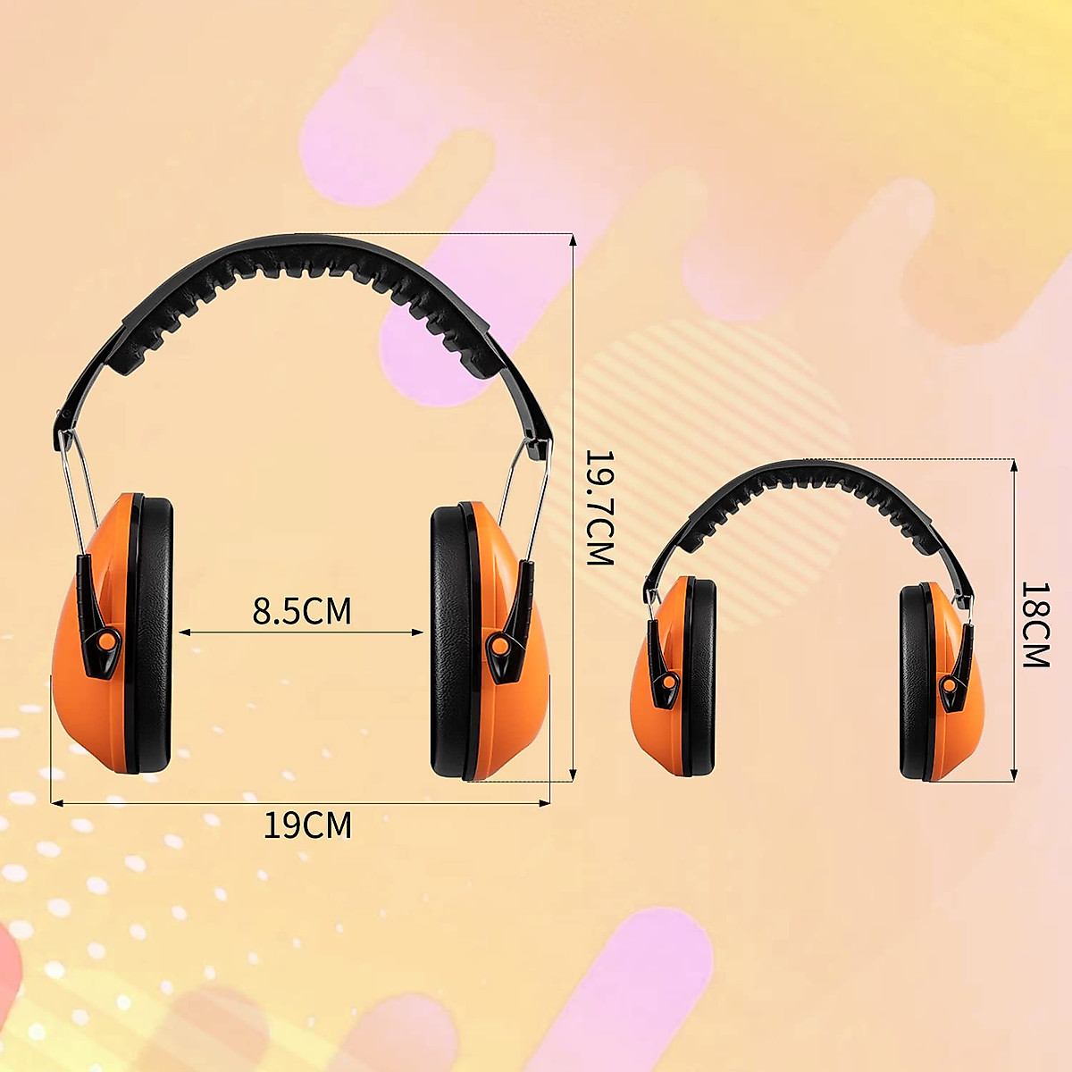 MelonArt Kids Ear Protection Earmuffs Safety Hearing Protection Headphones Noise Reduction for Autism Sensory Kids Chirldren (Mint & Pink & Orange)