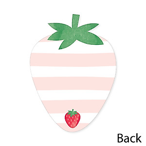 Big Dot of Happiness Berry Sweet Strawberry - Shaped Thank You Cards - Fruit Themed Birthday Party or Baby Shower Thank You Note Cards with Envelopes - Set of 12