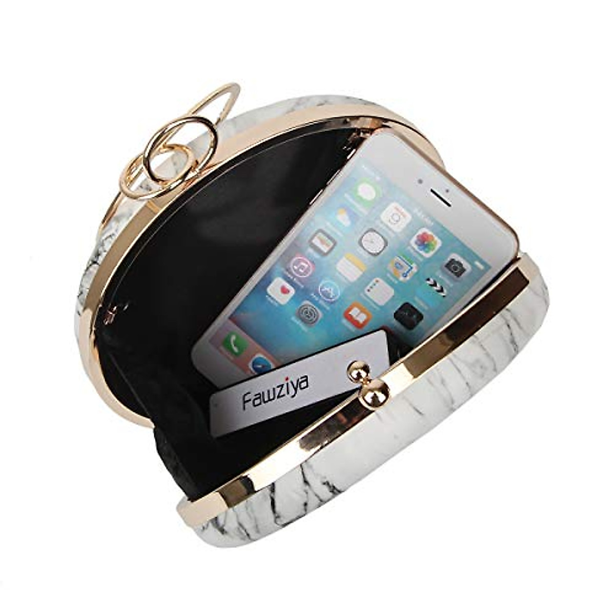 Fawziya Polygon Evening Bags And Clutches For Women Box Clutch Purse-White