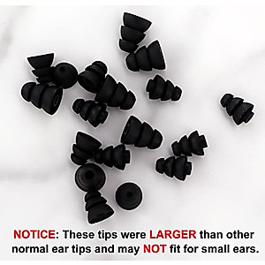 9 Pairs Compatible with Beats Studio Buds + / Fit Pro/WF-1000XM5 / WF-1000XM4 Triple Flange Ear Tips, Noise Reduce Silicone with 4mm Connector Hole Fit for Most 4mm - 5mm in-Ear Earphones - Black