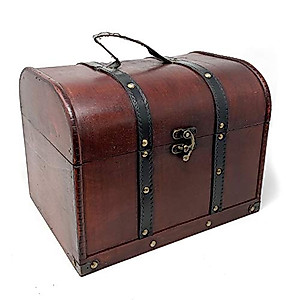 allgala Large Antique Wooden Treasure Chest Box 3-PC Set-Great Gifts for Kids Treasure Hunt Treasure Chest Storage Box Decorative Box for Jewelry Pearl Trinkets