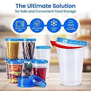 RFAQK 24 PCS Freezer Soup Containers with Lids-12 Plastic 32 oz Deli Containers with 12 Screw Lids-Freezer Safe Storage Containers with Twist Top Lids-Reusable Plastic Box for Lunch, Gym, Travel