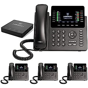 Mission Machines S-100 Business Phone System: Advanced Pack - Auto Attendant/Voicemail, Cell & Remote Phone Extensions, Call Recording & Mission Machines Phone Service for 2 Month (4 Phone Bundle)