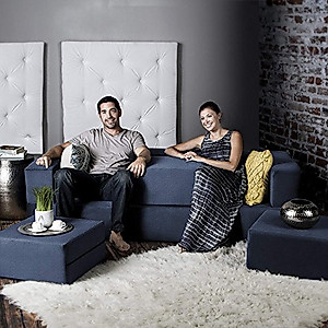 Jaxx Zipline Convertible Sleeper Sofa & Three Ottomans/California King-Size Bed, Marine