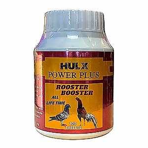 HULX POWER PLUS 100 TABLETS, Fast Increasing Energy Formula Rooster Booster Vitamins Health Chicken Supplement for Good Health, Build Muscle, Blood, Power Feed Poultry Bird Fighting Gamecocks Hen Food