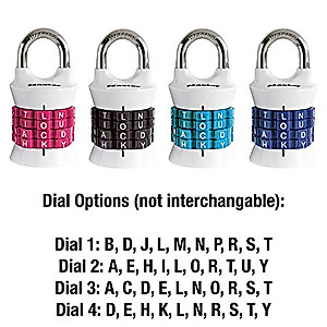 Master Lock Word Combination Lock, Set Your Own Word Lock for Gym and School Lockers, Colors May Vary, 1535DWD