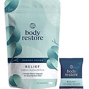 Body Restore Shower Steamers Aromatherapy 15 Packs - Gifts for Mom, Gifts for Women and Men, Shower Bath Bombs, Eucalyptus Menthol Essential Oil, Stress Relief and Relaxation