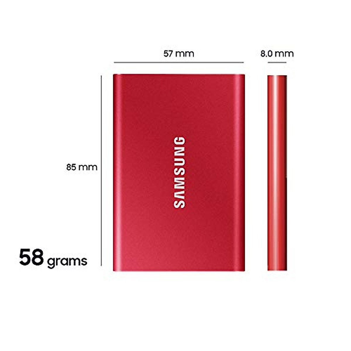 SAMSUNG T7 Portable SSD, 1TB External Solid State Drive, Speeds Up to 1,050MB/s, USB 3.2 Gen 2, Reliable Storage for Gaming, Students, Professionals, MU-PC1T0R/AM, Red