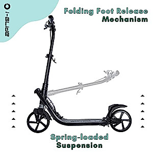 i-Glide Metro Commuter (Black/Grey) - Lightweight, Portable Kick Scooter