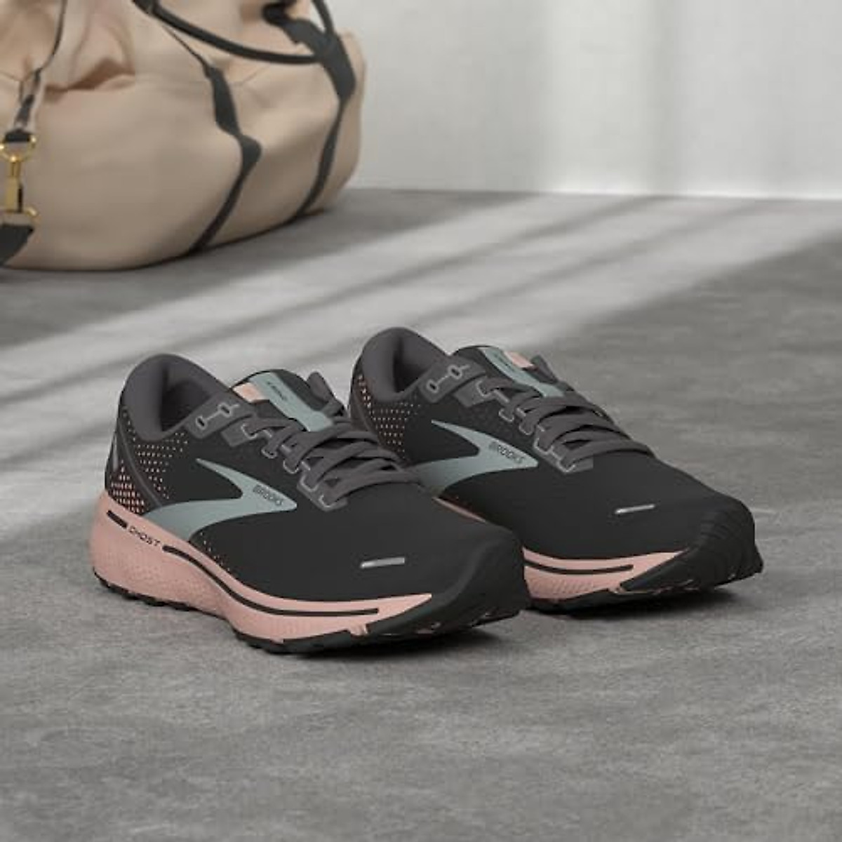 Brooks Women's Ghost 14 Neutral Running Shoe - Black/Pearl/Peach - 8 Medium