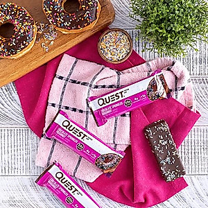 Quest Nutrition Chocolate Sprinkled Doughnut Protein Bars, High Protein, Low Carb, Gluten Free, Keto Friendly, 12 Count