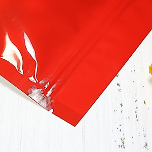 Double-Sided Matte/Glossy Color with Clear Round Window Stand-Up Pouch (100 Bags/Pack) (6.3" x 8.7", Glossy Red)