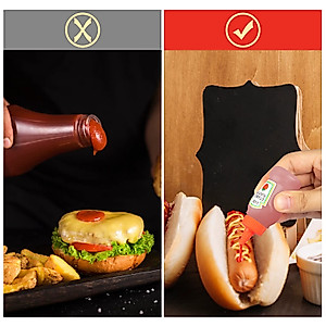 RAYNAG 6 Pack Mini Ketchup Bottles 25ml Mustard Squeeze Bottle Portable Condiment Containers Refillable Honey Sauce Salad Dressing Dispensers Jars for Kids Adults Lunch Bento Box BBQ Camping Travel