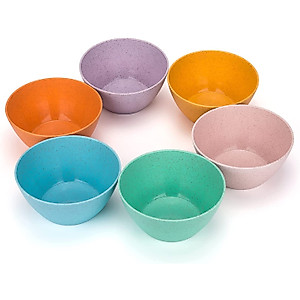 Wheat Straw Dinnerware Unbreakable Wheat Straw Tumblers, Bowls & Plates Dinnerware Set | Set of 18 in 6 Assorted Color | Dishwasher safe, BPA Free