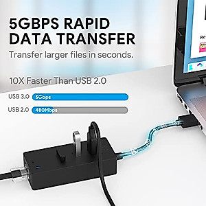 ICZI 3-Port USB 3.0 Hub with 10/100/1000 Gigabit Ethernet Adapter (RJ45 Gigabit Ethernet Converter), LED Indicator, for MacBook, MacBook Pro, MacBook Air, Surface 3/Pro 3/Pro4/Pro (2017) and More