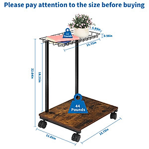 ABQ Computer Tower Stand, C-Shape Mobile CPU Holder with Storage Basket, 2 Tier CPU Stand Cart with Lockable Wheels, Fits Most Gaming PC Under Desk for Office Home