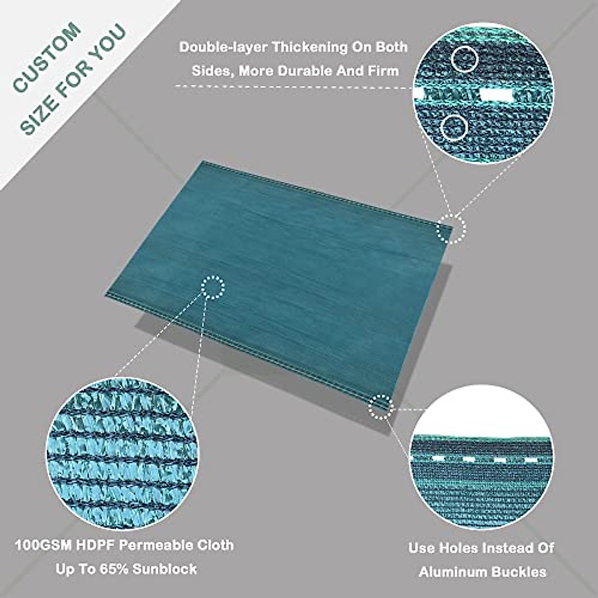 Alion Home 65% DIY Privacy Screen Sun Shade Mesh Windscreen Cloth for Backyard, Patio, Balcony, Garden, Railing, Fence - Green (10' x 12')