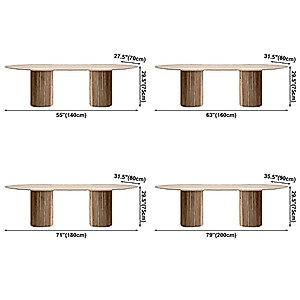 BAYCHEER Round Wood Color Dining Table Pine Solid Wood Table Modern with Double Pedestal - 70.9" L x 31.5" W x 29.5" H (Table Only)