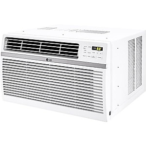 LG 12,000 BTU Window Air Conditioner, 115V, Cools 550 Sq.Ft. for Bedroom, Living Room, Apartment, Quiet Operation, Electronic Control with Remote, 3 Cooling & Fan Speeds, Auto Restart, White