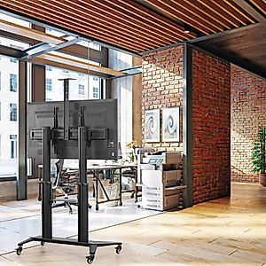 VIVO Premium Aluminum Mobile TV Cart for 32 to 120 inch Screens up to 308 lbs, LCD LED OLED 4K Smart Flat and Curved Panels, Heavy Duty Stand, Shelf, Wheels, Max VESA 1000x600, Black, STAND-TV120B