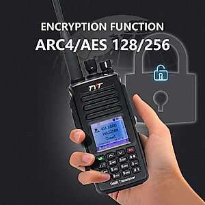 TYT MD-UV390 Plus 10 Watts High Power with AES256 Encryption DMR UHF VHF IP67 Waterproof Walkie Talkie with Programming Cable