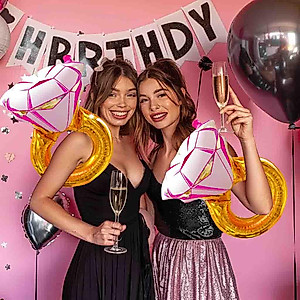 Generic 2 Pcs Diamond Ring Balloon(Pink), Engagement Ring Balloon, Bridal Shower Balloons,Engagement Party Decorations,Wedding Ring Balloon,Ring Balloon Bachelorette