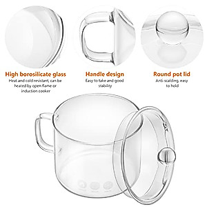 Hemoton 1pc Clear Glass Pot Practical Simmer Pot Thick Borosilicate Glass Pot Glass Saucepan with Cover& Handle for Pasta Noodle, Soup, Milk