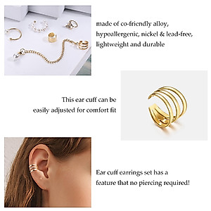 FINREZIO 64PCS Ear Cuff Earrings for Women, Non Piercing Clip On Wrap Cartilage Earrings Helix Ear Cartilage Ear Cuffs, Ear Clip Fake Earrings Adjustable