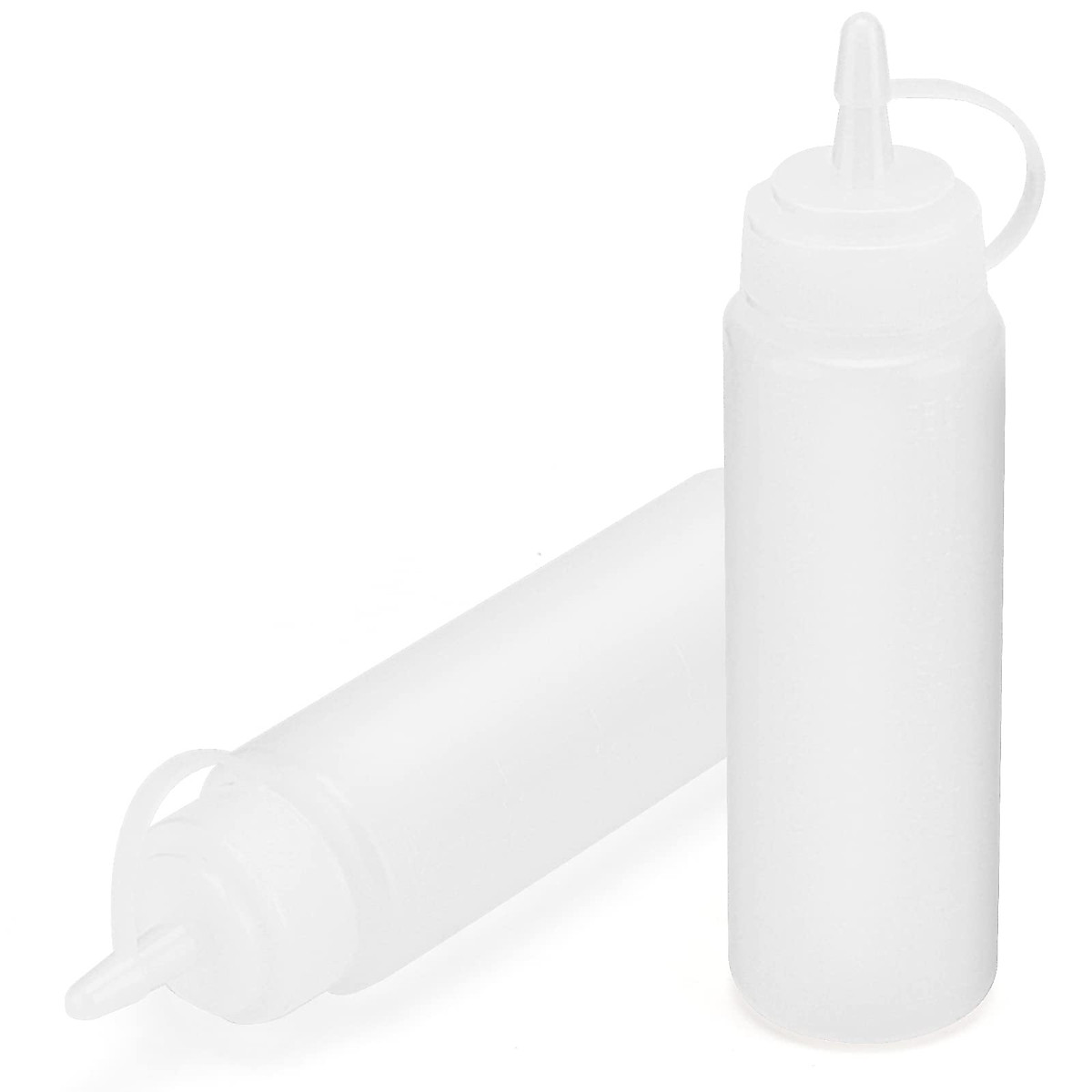 HEIHAK 20 Pack 8 oz Ketchup Squeeze Bottles, 250ml Plastic Condiment Bottles, Barbecue Squirt Bottles with Caps and Marking Labels for Ketchup, Sauces, Dressings, Paints, Crafts, White