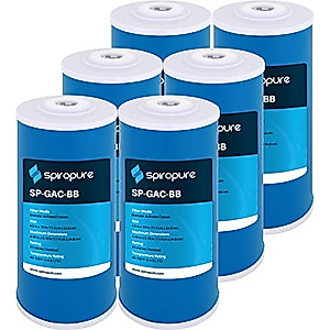 SpiroPure SP-GAC-BB 10x4.5 20 Micron Coconut Shell Granular Activated Carbon (GAC) Water Filter Cartridge GAC-BB 155153-43 (Case of 6)