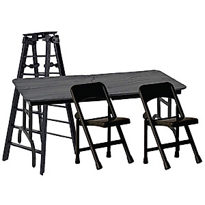 ULTIMATE Ladder, Table & Chairs Black Playset For Wrestling Action Figures